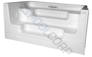 POOL360 | 8' x 46" White 4-Tread Bullnose Leisure Seat with Pole Kit Acrylic Fiberglass Step ...