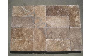 POOL360 | 12" x 12" x 3cm Travertine Tumbled Paver Dark Walnut
