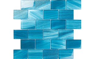 POOL360 | 2" x 3" Stardust Glass Mesh Back Tile Turquoise