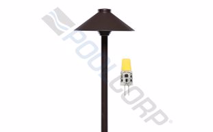 horizon | 7" Textured Bronze Straight Hat Path Light LED With 15" Stem