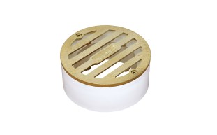 POOL360 | 3" Satin Brass Round Grate with Collar, Connects to 2" Pipse and 3" Fittings