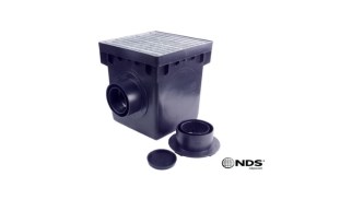POOL360 | 12" Black Square Catch Basin Drain Kit with Galvanized Steel ...