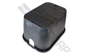 POOL360 | 14" x 19" Standard Series Black Valve Box with Black ICV Overlapping Cover