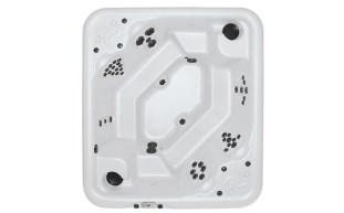 POOL360 | 6 Person Square Spa 46 Jet 240V LED Starlight Blue Shell and Mahogany Cabinet