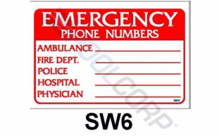 POOL360 | 12" x 18" Horizontal EMERGENCY PHONE NUMBERS Sign