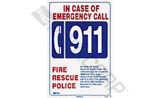 POOL360 | 12" x 18" Vertical EMERGENCY CALL 911 Sign