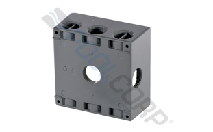 POOL360 | Gray 2-Gang Box 2" Deep with Five X-Configuration 3/4" Outlet Holes