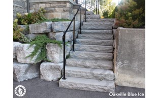 POOL360 | 16" x 72" x 7" Blue Ice Steps with Rockface on 3 Sides