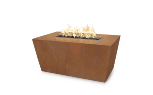 POOL360 | 72" Rectangular Corten Steel Natural Gas Mesa Fire Pit Plug and Play