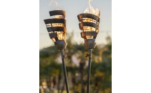 POOL360 | 7" x 14" Stainless Steel Spiral Fire Torch with Top-Lite Base NG
