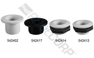 POOL360 | 1.5" Threaded x 1.5" Socket Standard Body Return Fitting for Concrete Black
