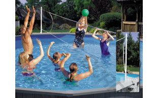 POOL360 | Above-Ground Mounted Poolside Badminton/Volleyball Game with Bracket Mounts