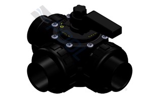 POOL360 | 1 1/2" 3-Way Diverter Valve Slip C/W Unions