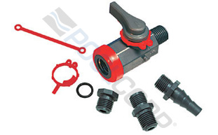 POOL360 | 1/4" Laboratory Ball Cock Valve PVC/Viton MIP x FIP With Hose ...