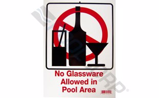POOL360 | 9" x 12" Vertical NO GLASSWARE ALLOWED Sign