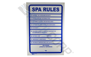POOL360 | 18" x 24" Vertical SPA RULES Sign