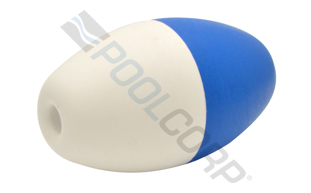 POOL360 | 3'' x 5'' Polyethylene Blue White Oval Float for 1/2'' Rope