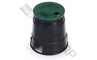 POOL360 | 6" Round Valve Box with Black Body and Overlapping Green Lid