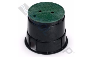 POOL360 | 10" Round Valve Box with Black Body and Overlapping Green Lid