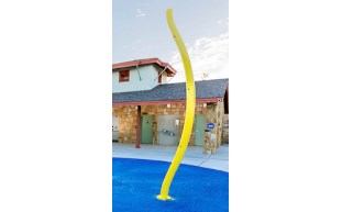 POOL360 | Yellow Curvy Misty Pillar with Stainless Steal Footing Base