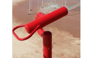 POOL360 | Red Water Cannon with Stainless Steel Footing Base