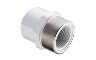 POOL360 | 3/4" White/SS SCH40 PVC Special Reinforced Female Adapter Socket x SR FIPT