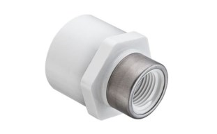 POOL360 | 1" x 3/4" White/SS SCH40 PVC Reinforced Reducing Female Adapter Socket x SR FIPT