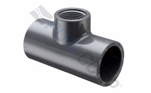 POOL360 | .75" x .5" SCH80 PVC Reducing Tee Socket x Socket x Fipt