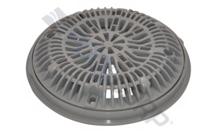 POOL360 | 8" Gray Round Anti-Vortex Main Drain Flat Frame and Grate, Gunite