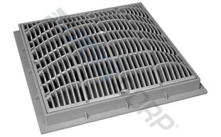 POOL360 | 12" x 12" Square Gray Anti-Vortex Main Drain Frame & Grate