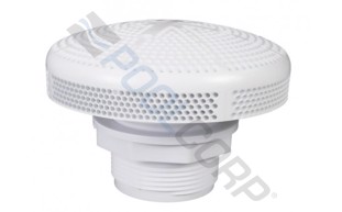POOL360 | White Fiberglass Hi-Flo Suction Fitting Complete with 6" Cover/Wall Fitting/Nut