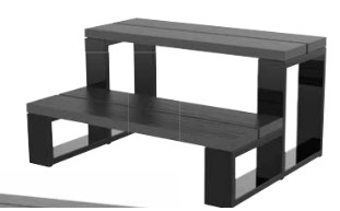 POOL360 | 27" x 20.7" x 14.2" Gray 2-Tier Spa Step with Aluminum Frame