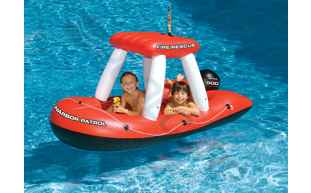 POOL360 | Fire Boat Ride-On Float with Squirter 75"