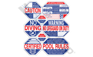 POOL360 | 40" x 48" 8-in-1 Nevada Pool Safety Sign
