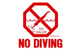 POOL360 | 6" x 6" Flat Skid Resistant Symbol All Red No Diving Tile