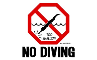 POOL360 | 6" x 6" Flat Skid Resistant Symbol Red and Black No Diving Tile