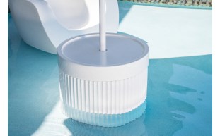 POOL360 | SPLASH Series 22-1/2" x 18-1/2" White Granite Ripple Wide Table for Pool