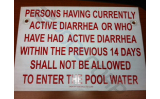POOL360 | 12" x 18" Red and White Diarrhea Safety Sign