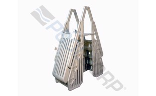 POOL360 | White Double Step Entry Pool Ladder System with Gate