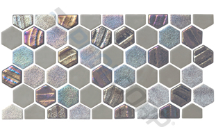 POOL360 | Starburst Smoke Gray Mosaic Border Pool Tile