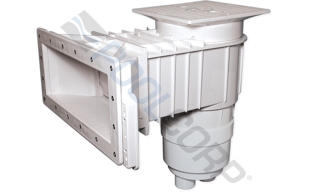 POOL360 | 2" Socket White Renegade Wide Mouth Vinyl Liner Inground Skimmer with Square Lid