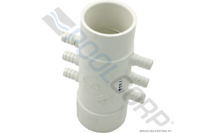 POOL360 | 6 BARB MANIFOLD, 1-1/2"Sx1-1/2"SPG, 3/8"BRB