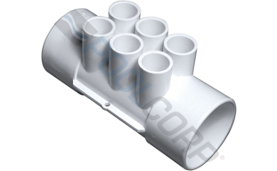 POOL360 | 2" S x 2" S x (6) 1⁄2" S Ports White Manifold